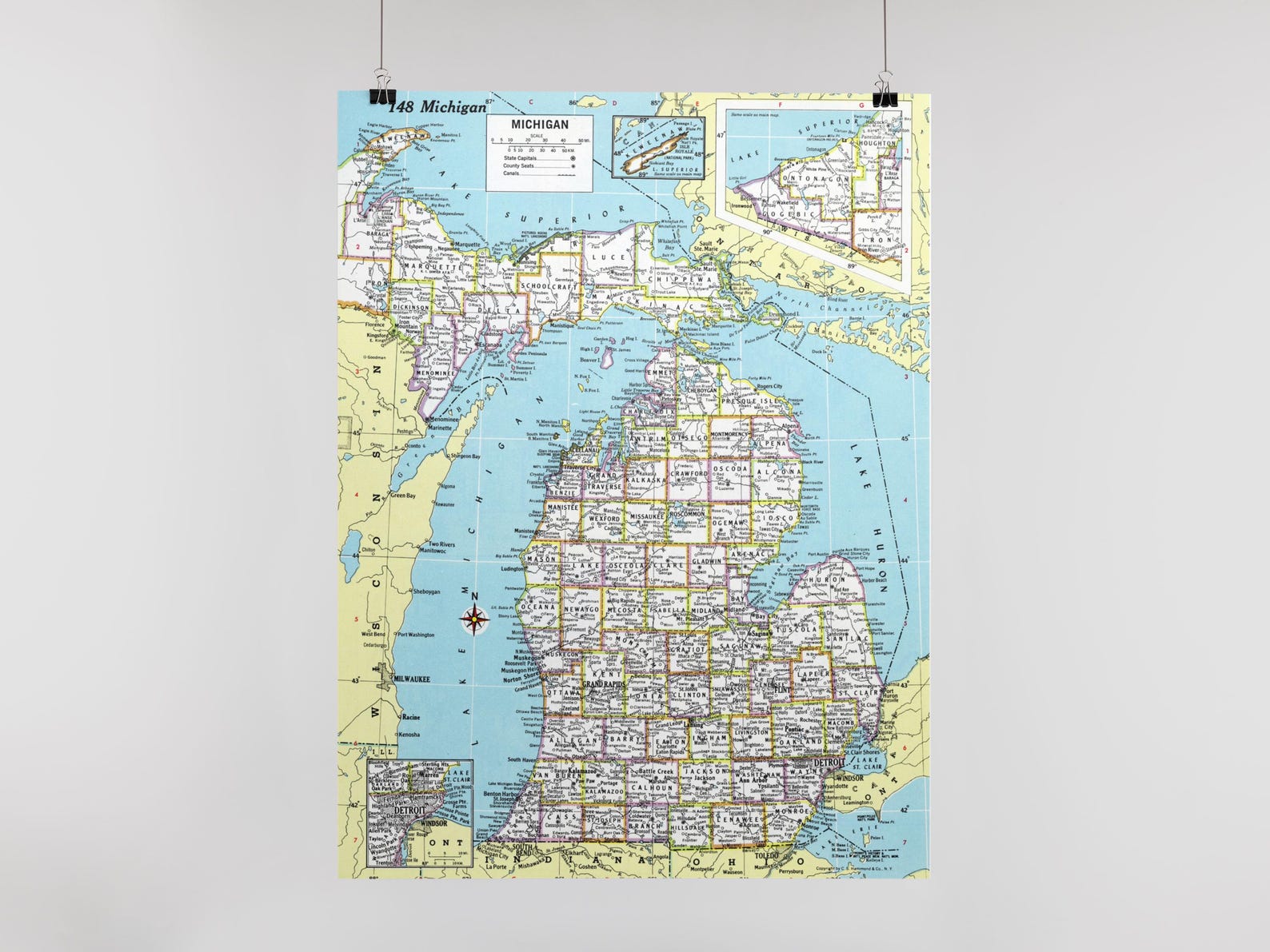 Michigan Map Instant Download - Printable Map, Digital Download, Wall ...