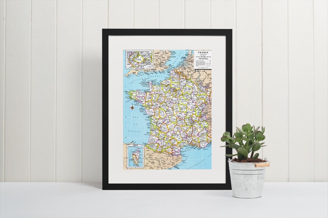 France Map Instant Download - Printable Map, Digital Download, Wall Art ...