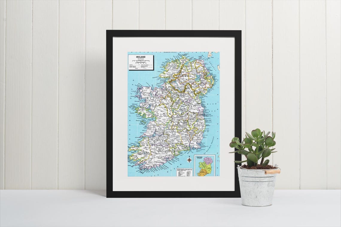 Ireland Map Instant Download - Printable Map, Digital Download, Wall ...