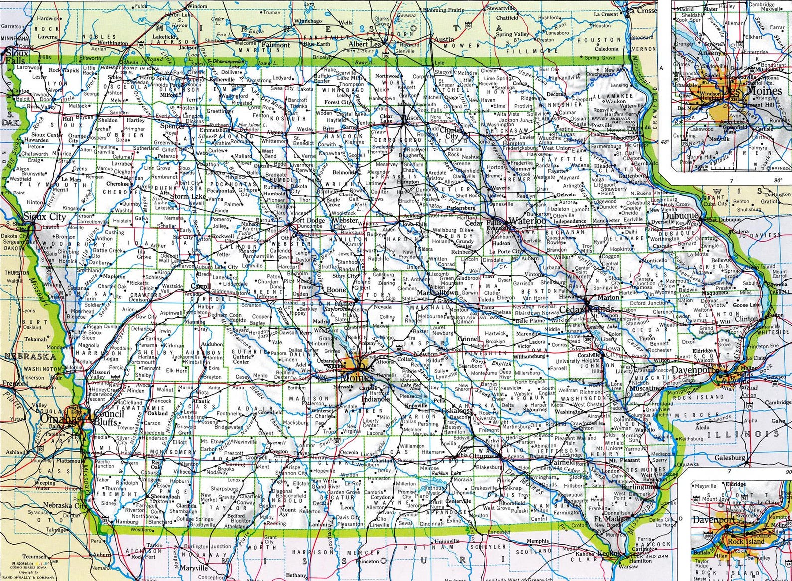 Iowa Map Digital Download - Printable Map, Map of Iowa, Home Decor ...