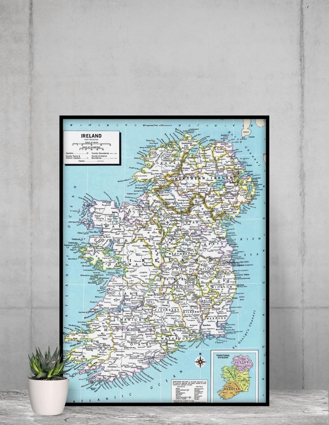 Ireland Map Instant Download - Printable Map, Digital Download, Wall ...