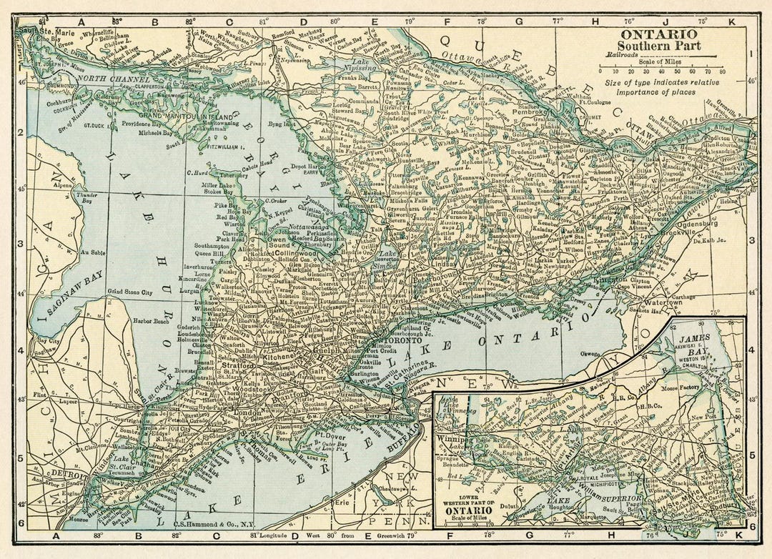 Ontario Map Digital Download - Printable Map, Vintage 1923 Map of ...