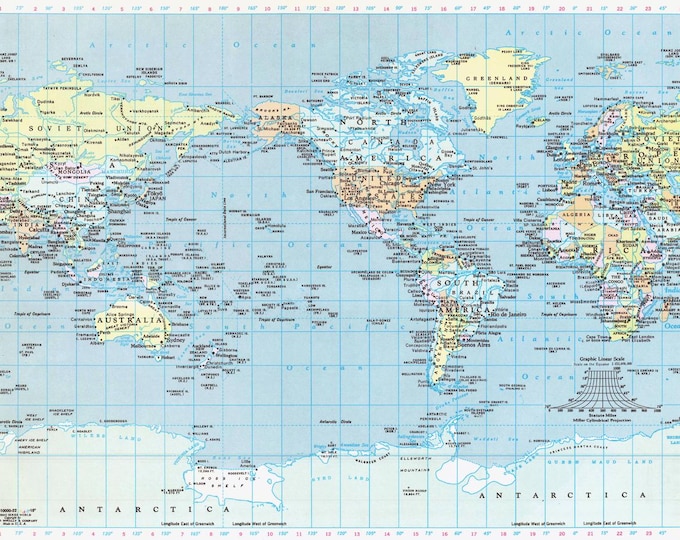 World Map Print, World Map Art, World Map Poster, Map of the World ...