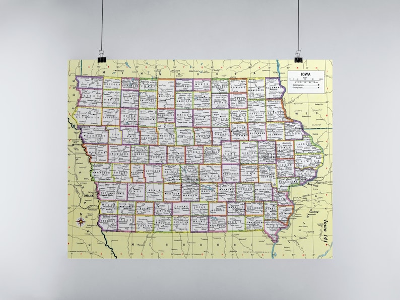 Iowa Map Instant Download - Printable Map, Digital Download, Wall Art ...