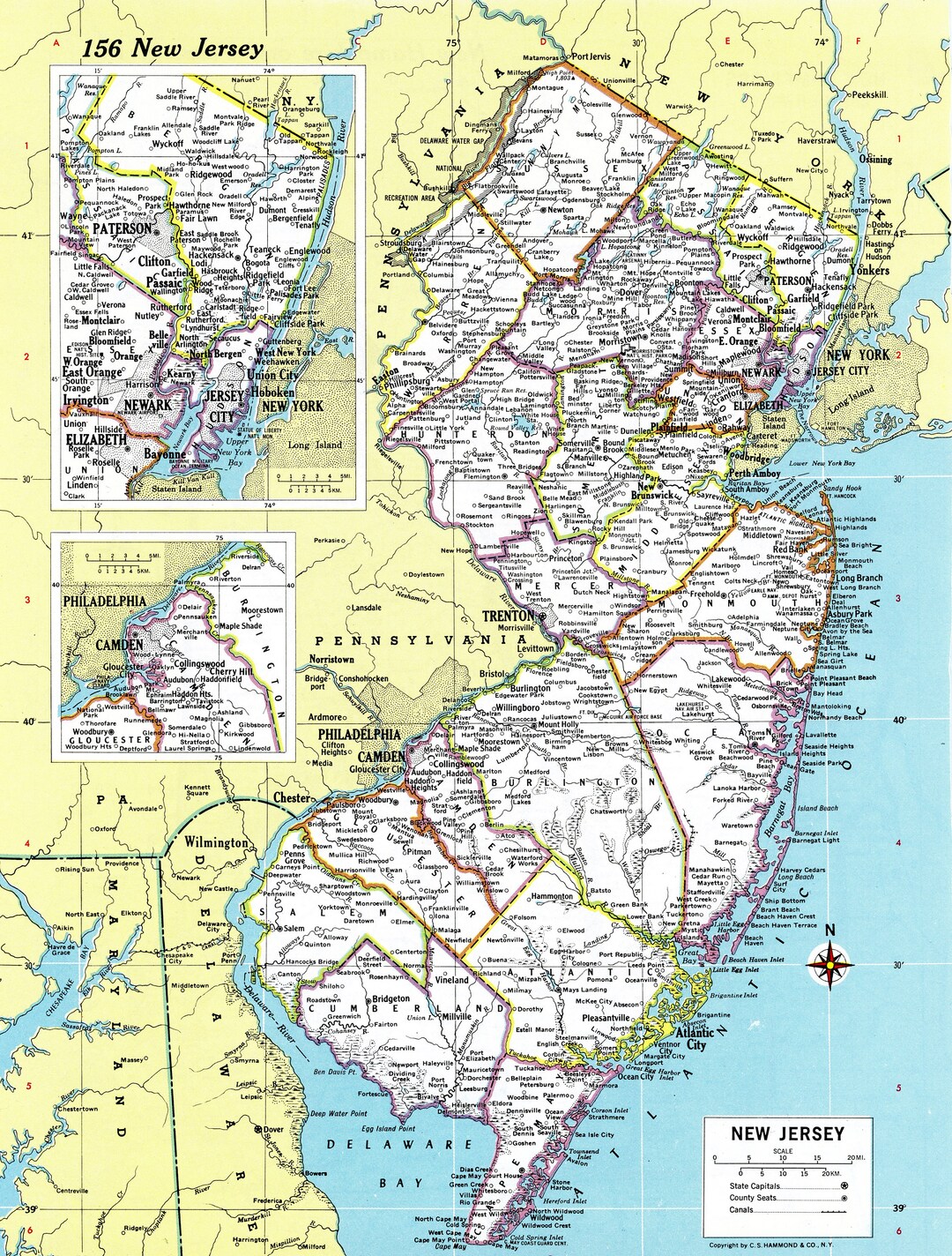 New Jersey Map Instant Download Printable Map, Digital Download, Wall ...