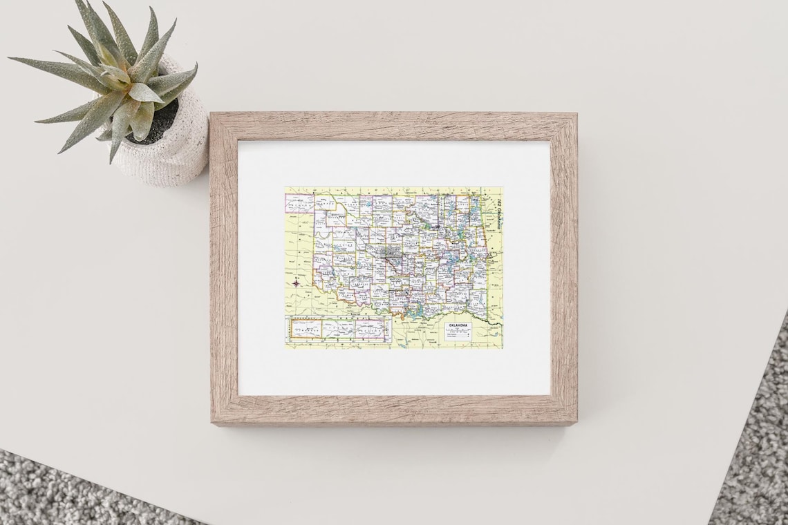 Oklahoma Map Instant Download - Printable Map, Digital Download, Wall ...