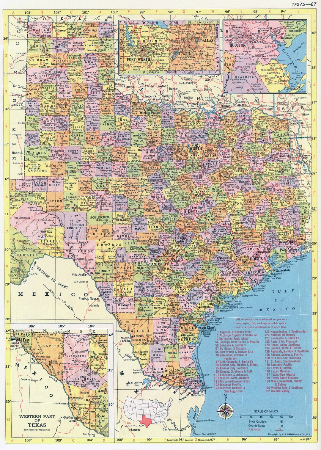 Texas Vintage Map Instant Download Printable Map, Home Library Decor ...