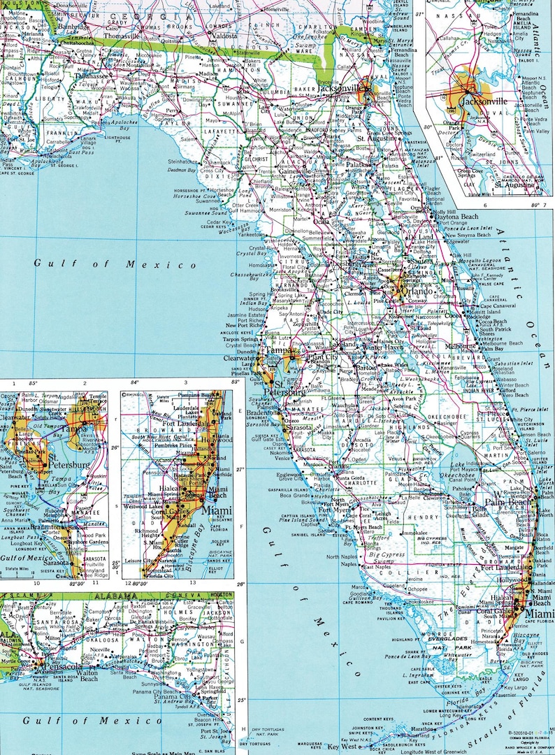 Florida Map Digital Download - Printable Map, Map of Florida, Home ...