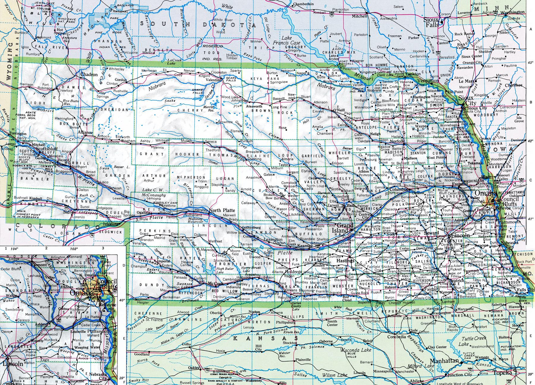 Nebraska Map Digital Download - Printable Map, Map of Nebraska, Home ...