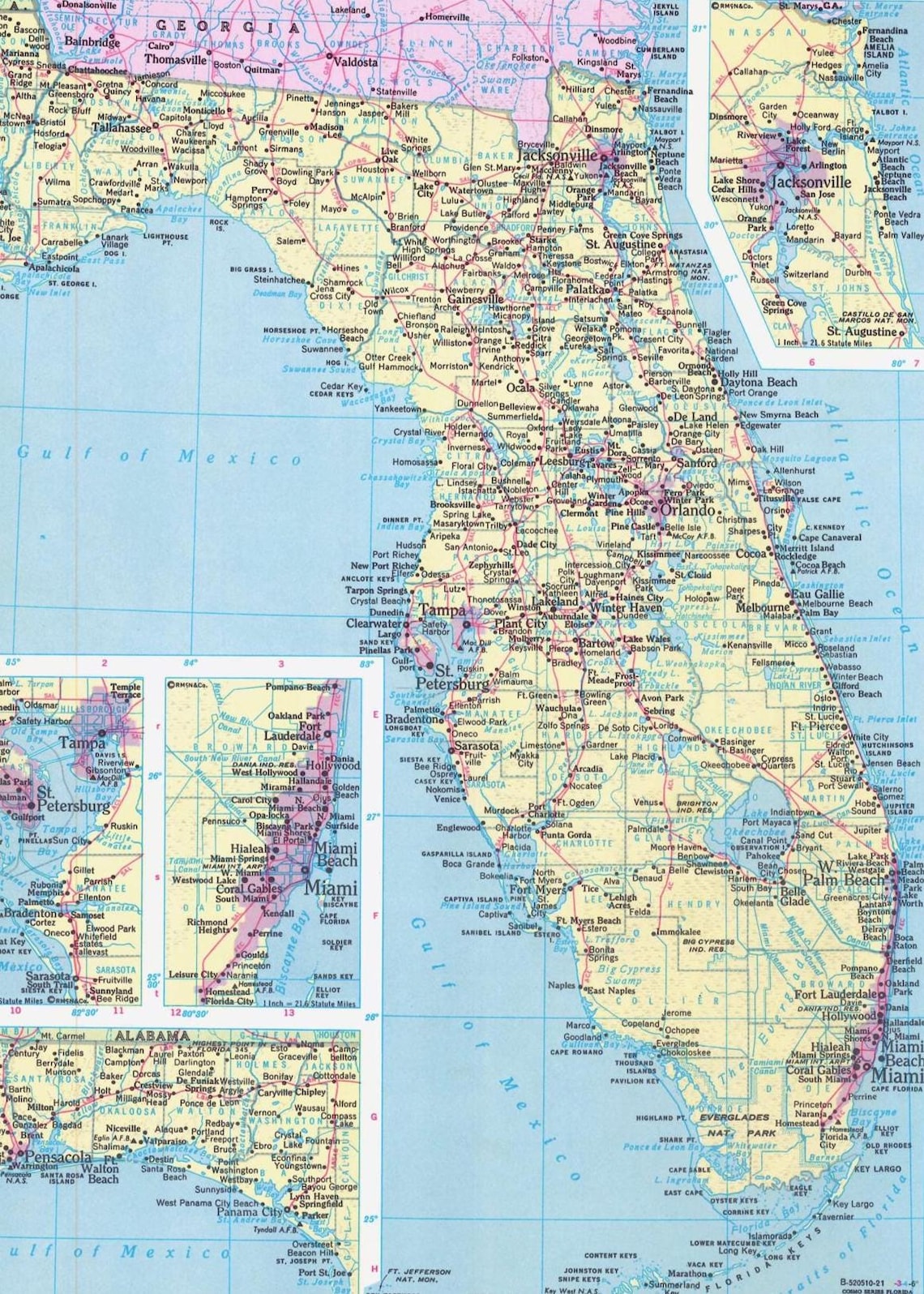 Florida Map Digital Download - Printable Map, Home Decor, Instant ...