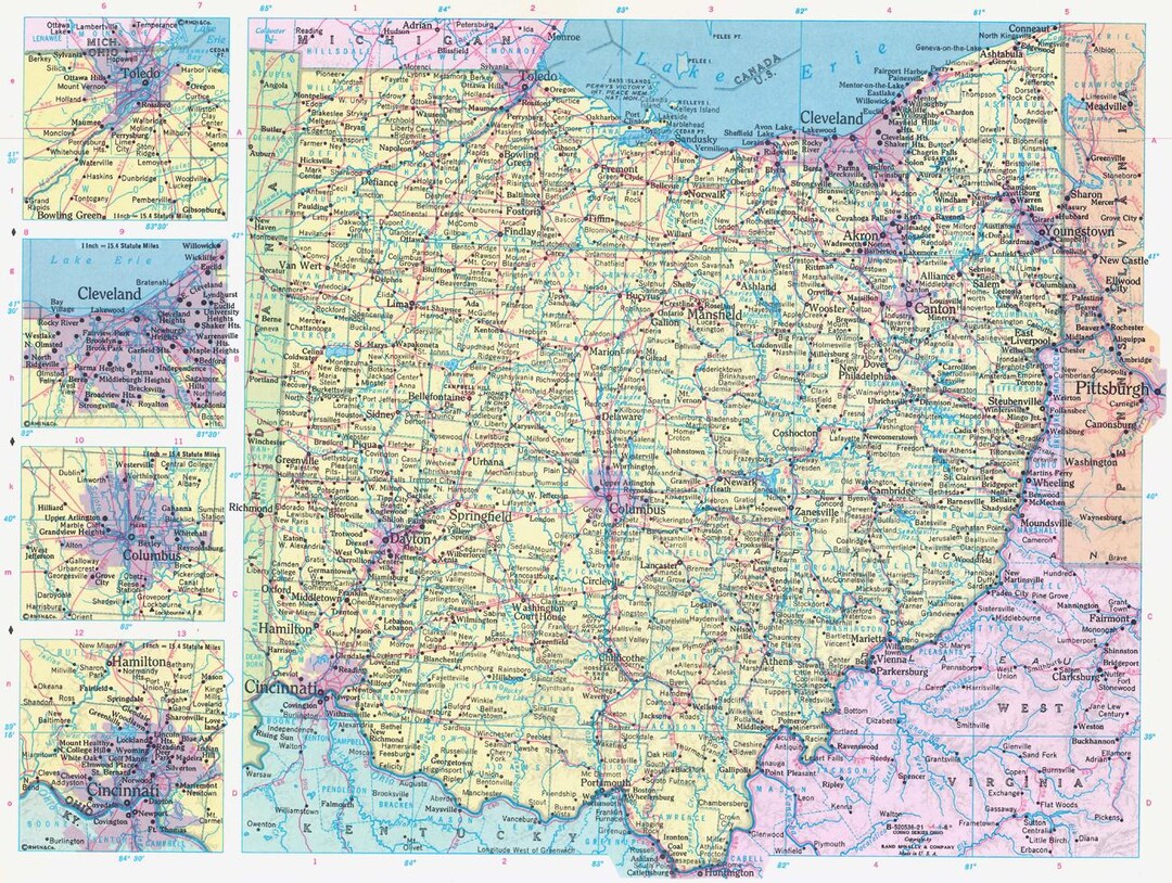 Ohio Map Instant Download - Printable Map, Digital Download, Wall Art ...