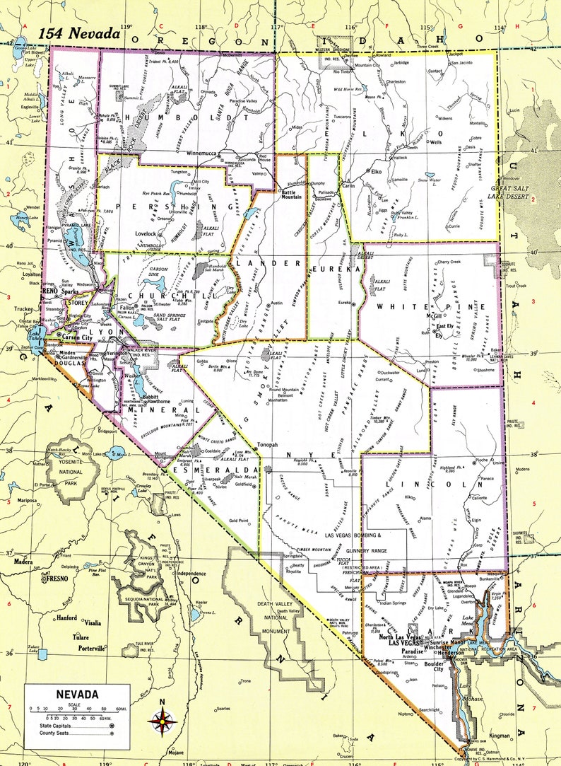 Nevada Map Instant Download Printable Map, Digital Download, Wall Art ...