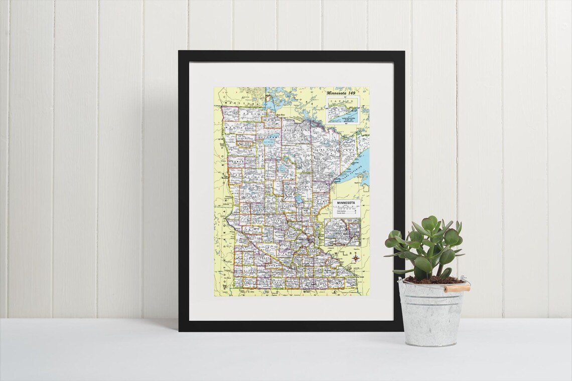 Minnesota Map Instant Download - Printable Map, Digital Download, Wall ...