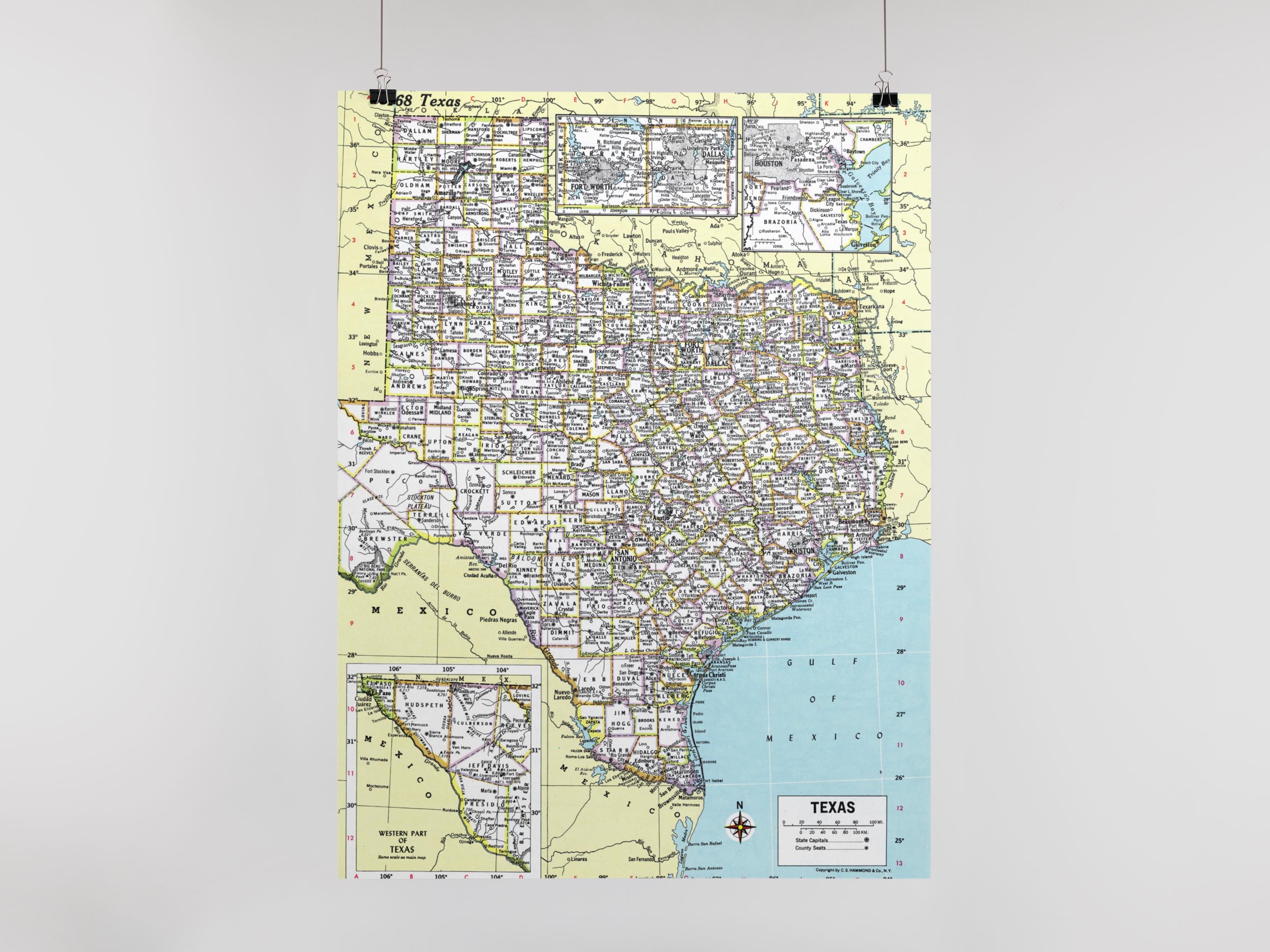 Texas Map Digital Download - Printable Map, Instant Download, Wall Art ...