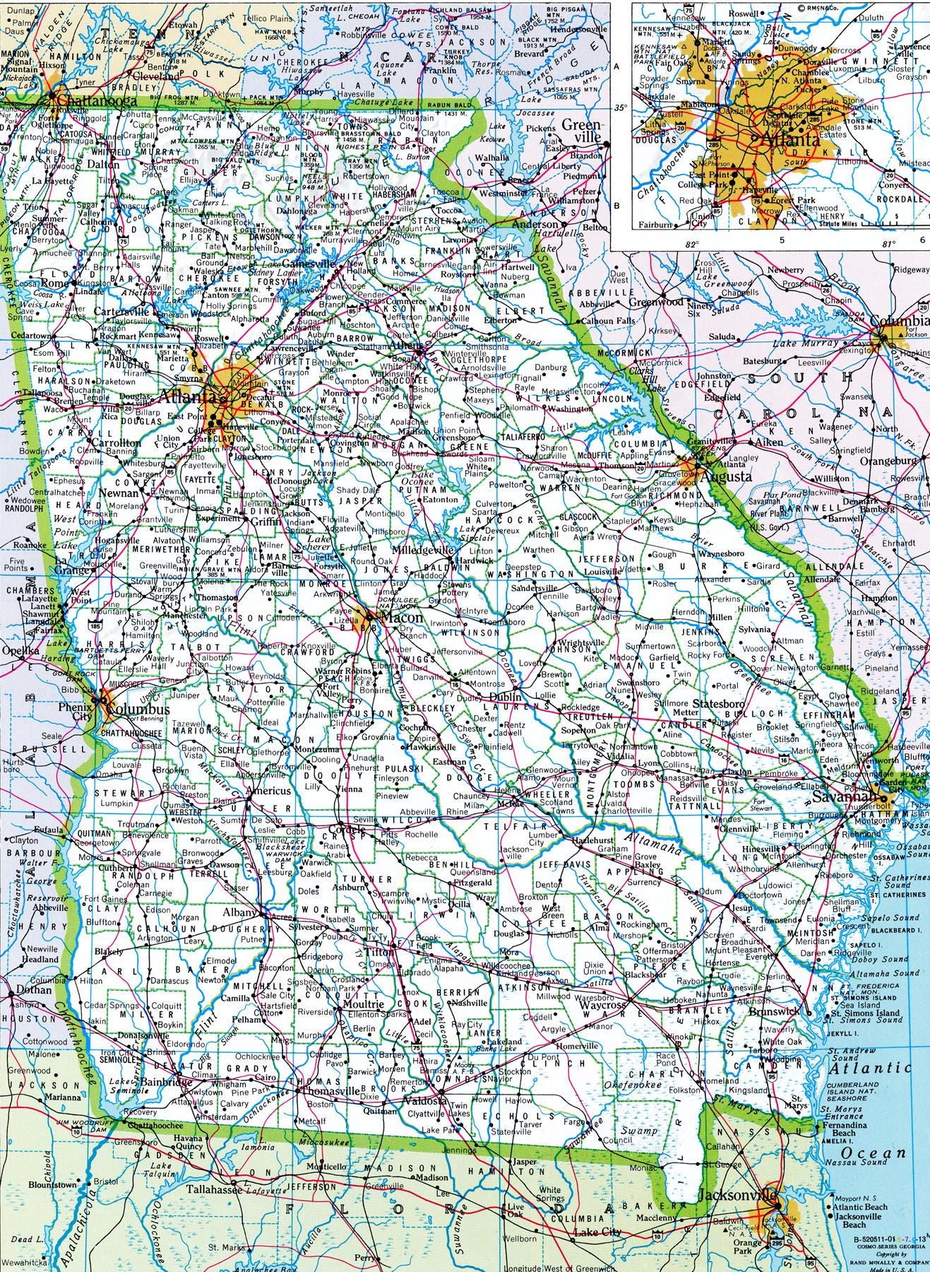Georgia Map Digital Download - Printable Map, Map of Georgia, Home ...