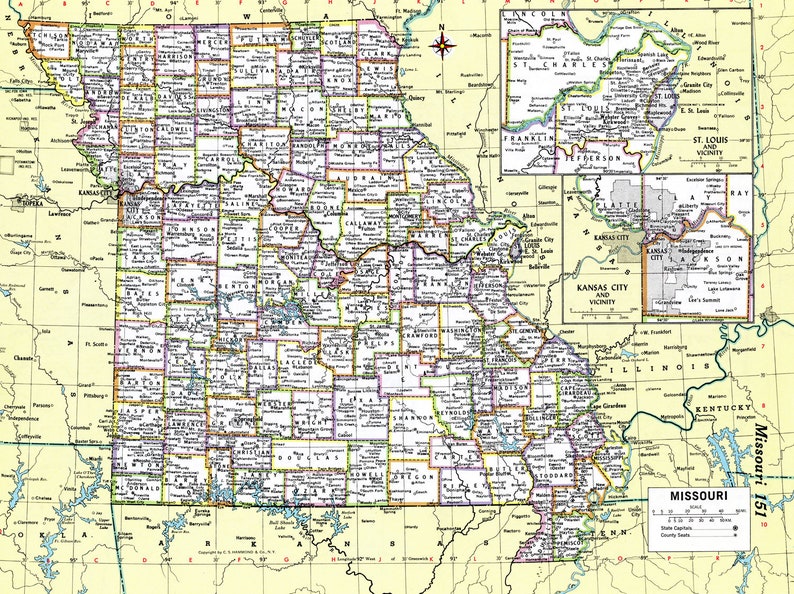 Missouri Map Instant Download Printable Map, Digital Download, Wall Art ...