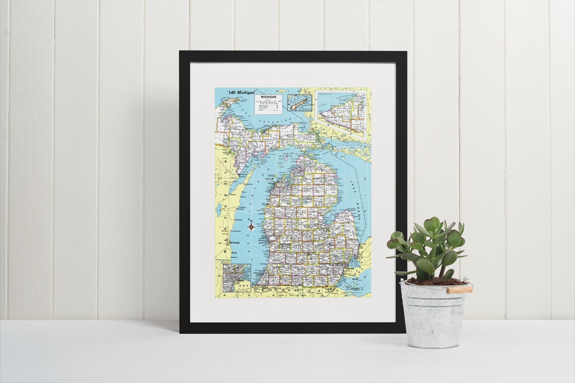Michigan Map Instant Download - Printable Map, Digital Download, Wall ...