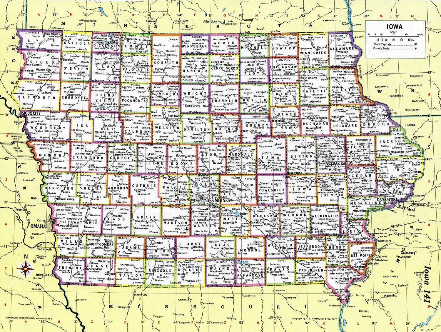 Iowa Map Instant Download - Printable Map, Digital Download, Wall Art ...