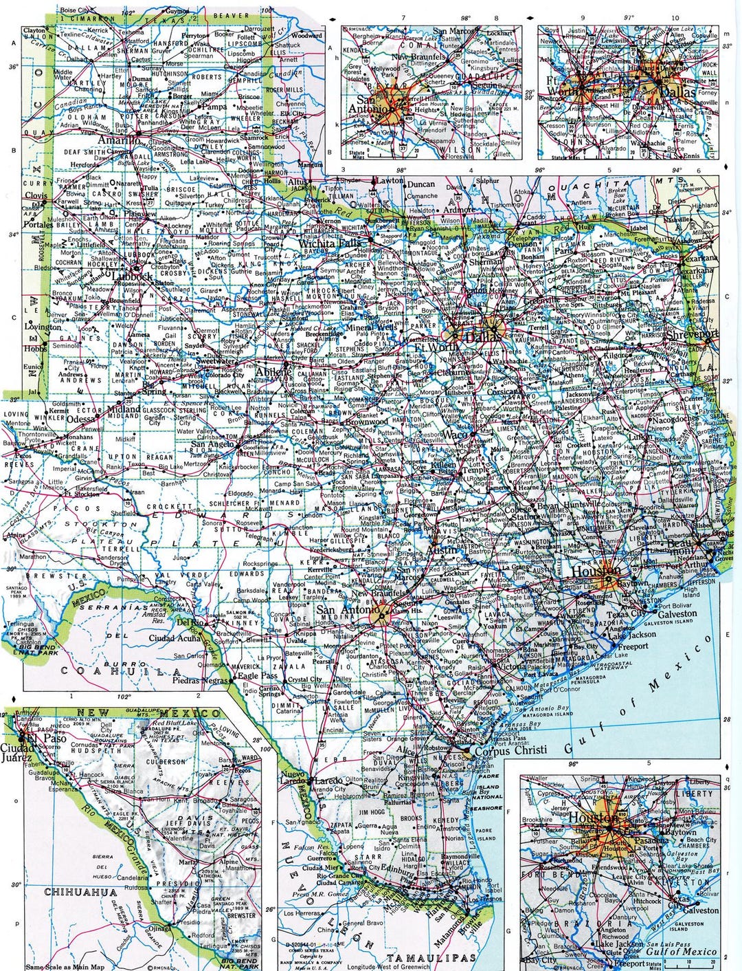 Texas Map Digital Download - Printable Map, Map of Texas, Home Decor ...