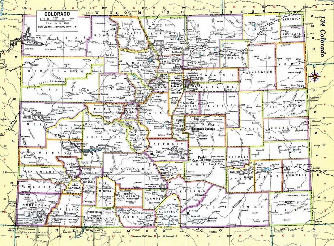 Colorado Map Instant Download Printable Map, Digital Download, Wall Art ...