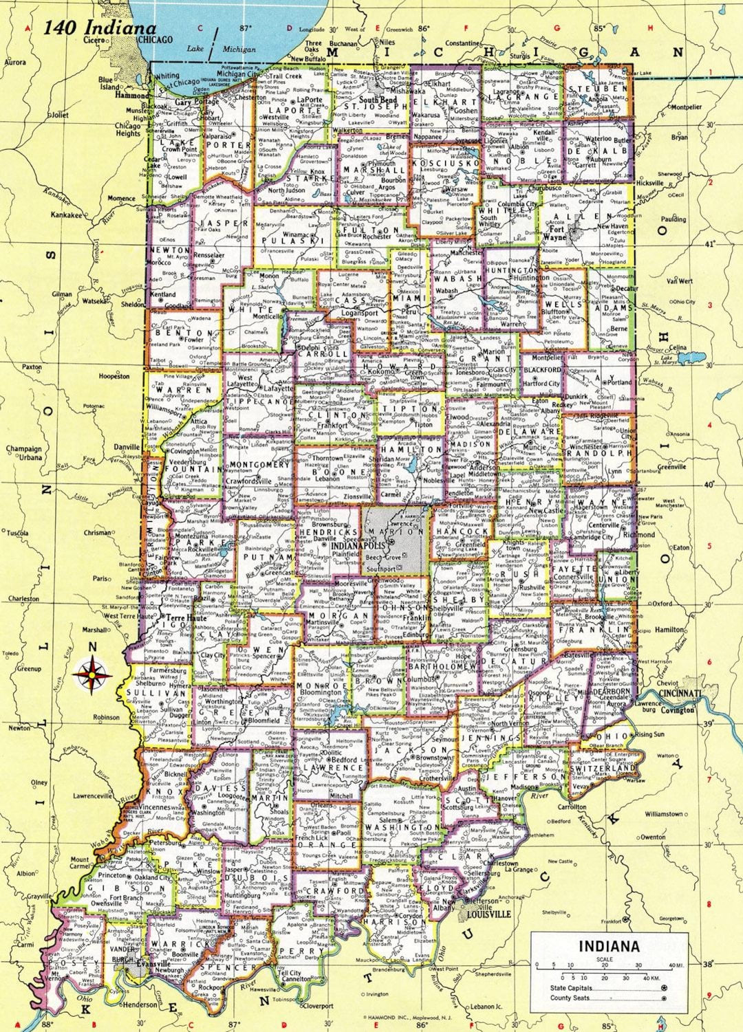Indiana Map Instant Download - Printable Map, Digital Download, Wall ...