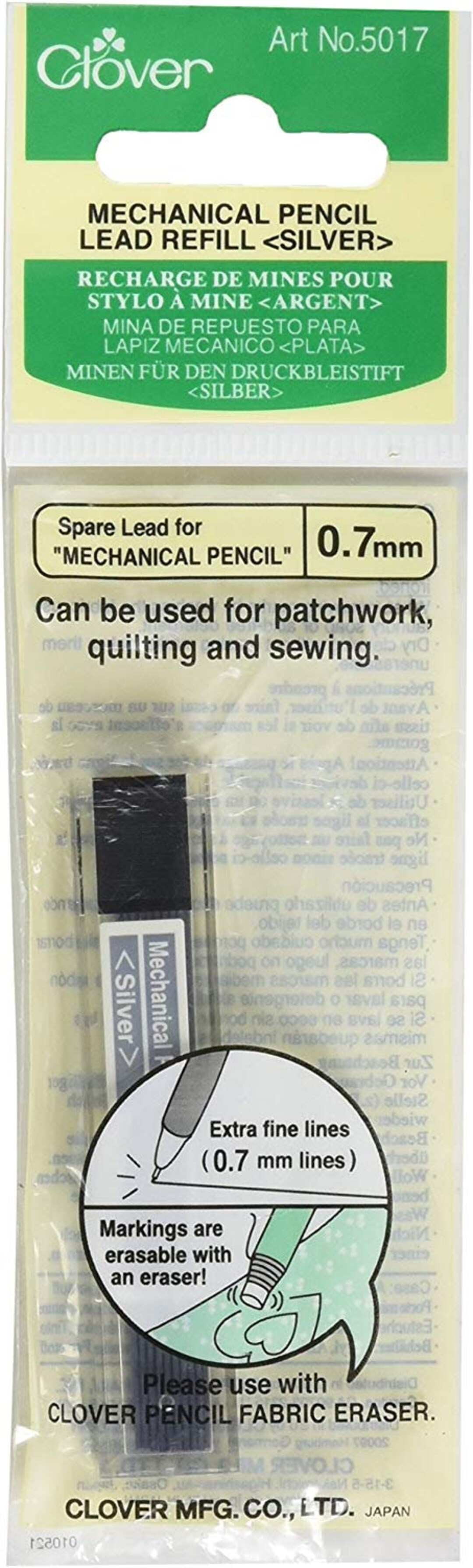 Clover Mechanical Pencil Refill for Sewing Quilting Silver 0.7 Mm Part ...