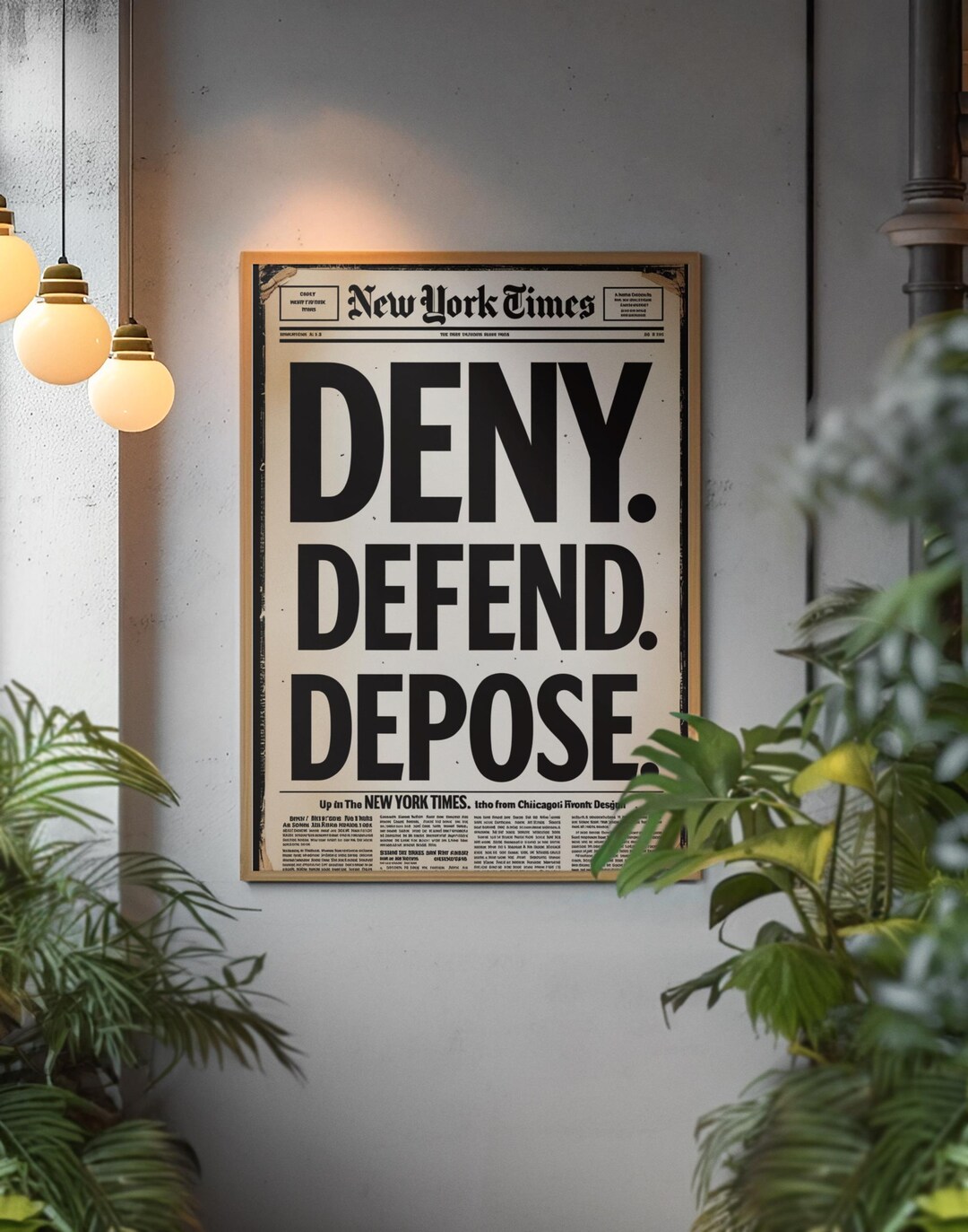 New York Times 'deny Defend Depose' Art Print | Statement Wall Decor - Etsy