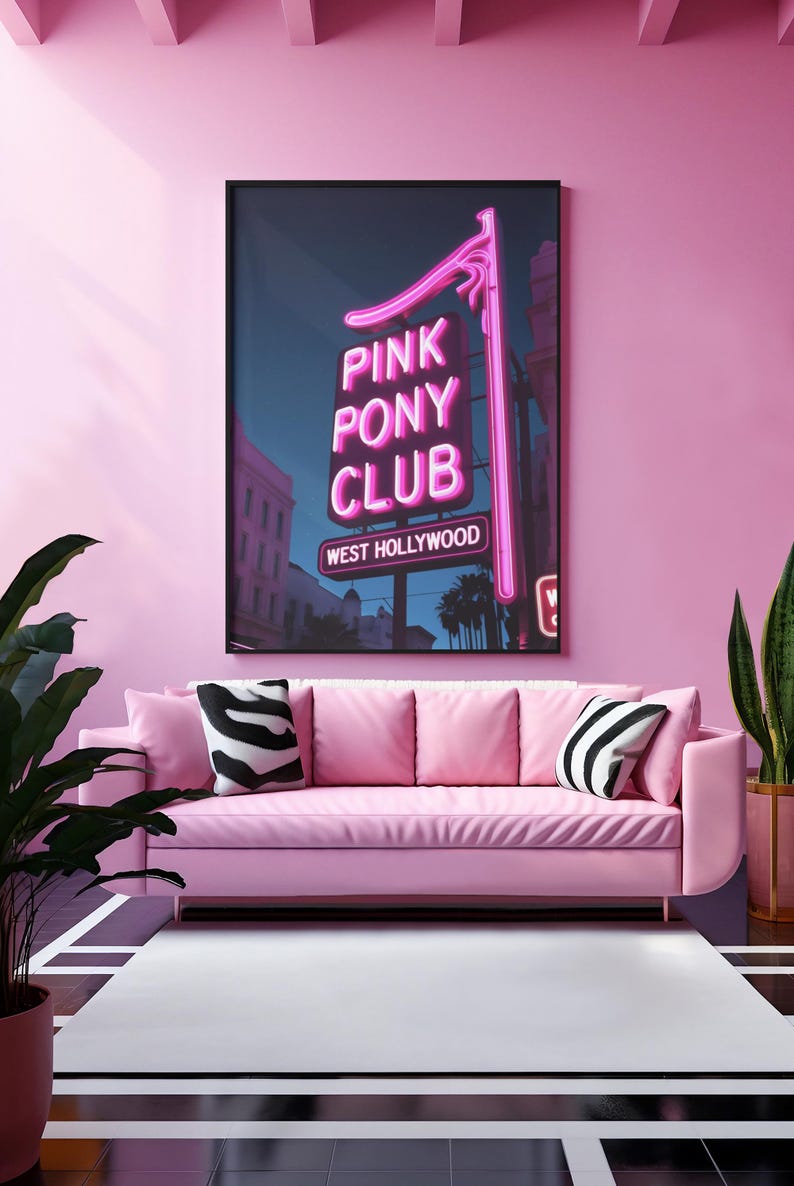 Pink Pony Club Print | Vintage West Hollywood Neon Sign Art - Etsy