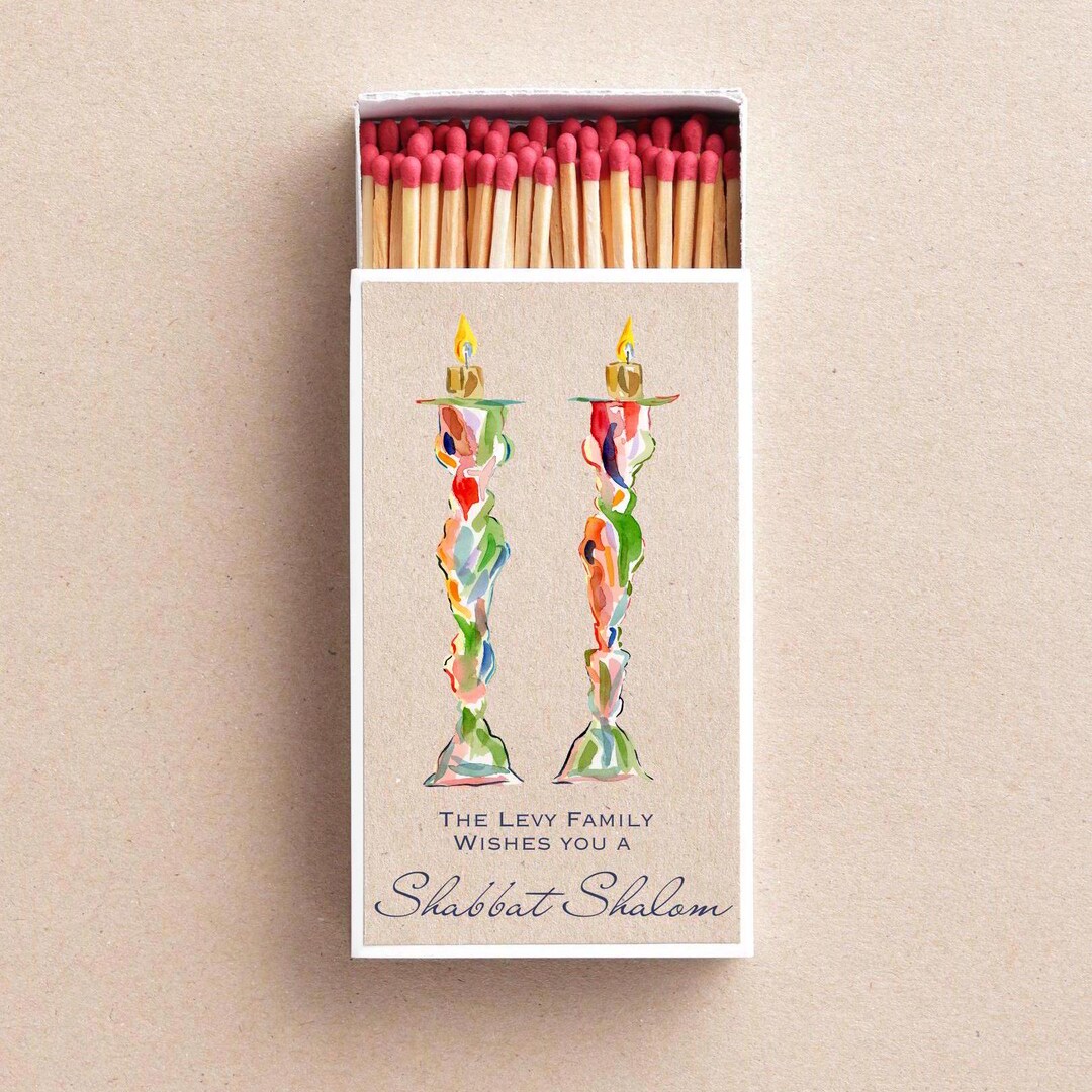 25 Personalized Shabbat Watercolor Painted Matchbox- Customizable - Etsy
