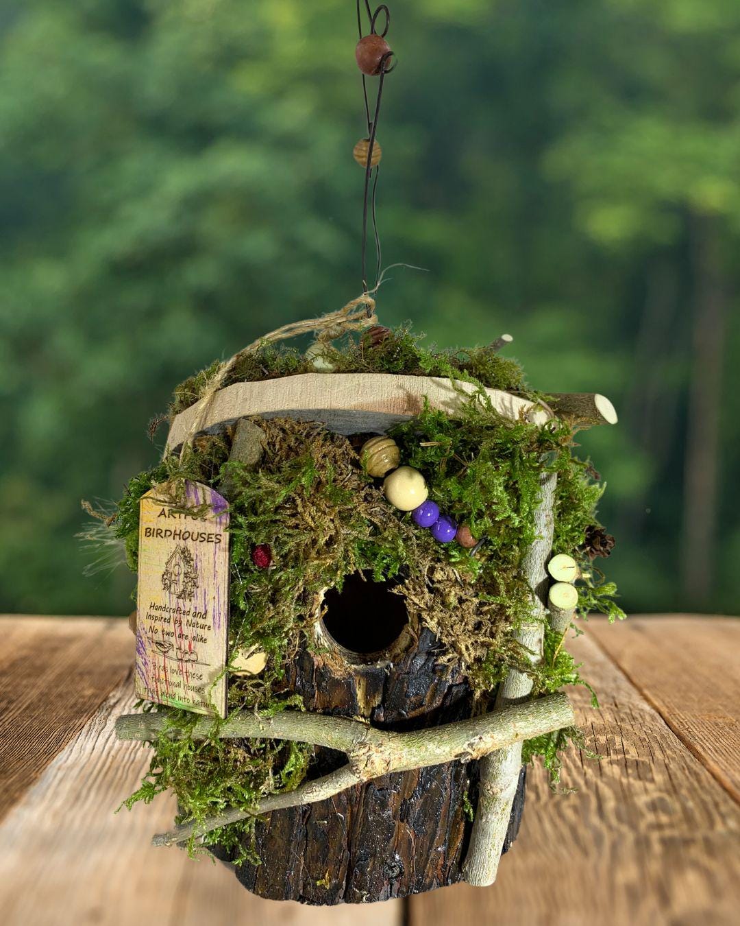 Nature Inspired Wooden Birdhouse Cypress Eastern Red Cedar With Moss ...