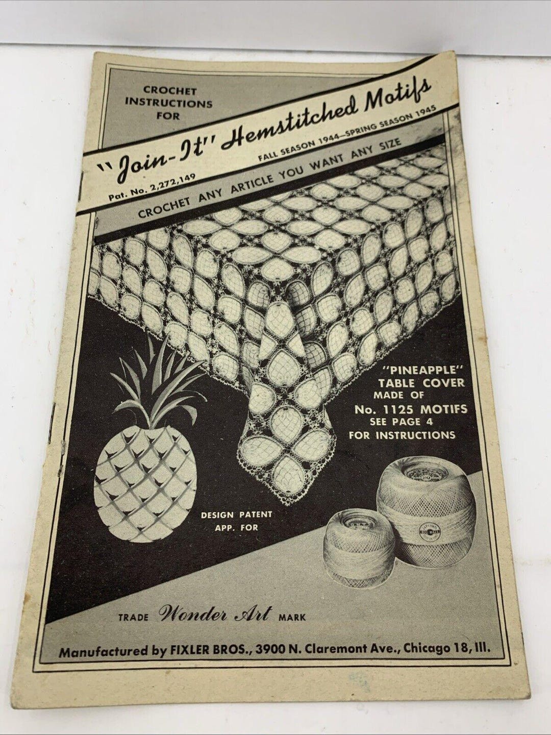 Vintage Wonder Art Crochet Pattern #2272149 & Design 832 Pineapple ...