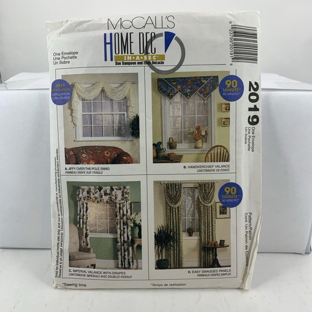 Mccall's 2019 Window Valance & Curtain Sewing Pattern Uncut, Easy DIY ...