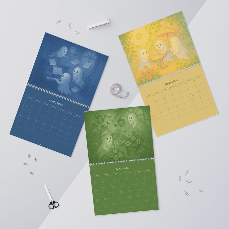 Ghost Illustration 2026 Wall Calendar, Seasonal Calendar, Monthly ...