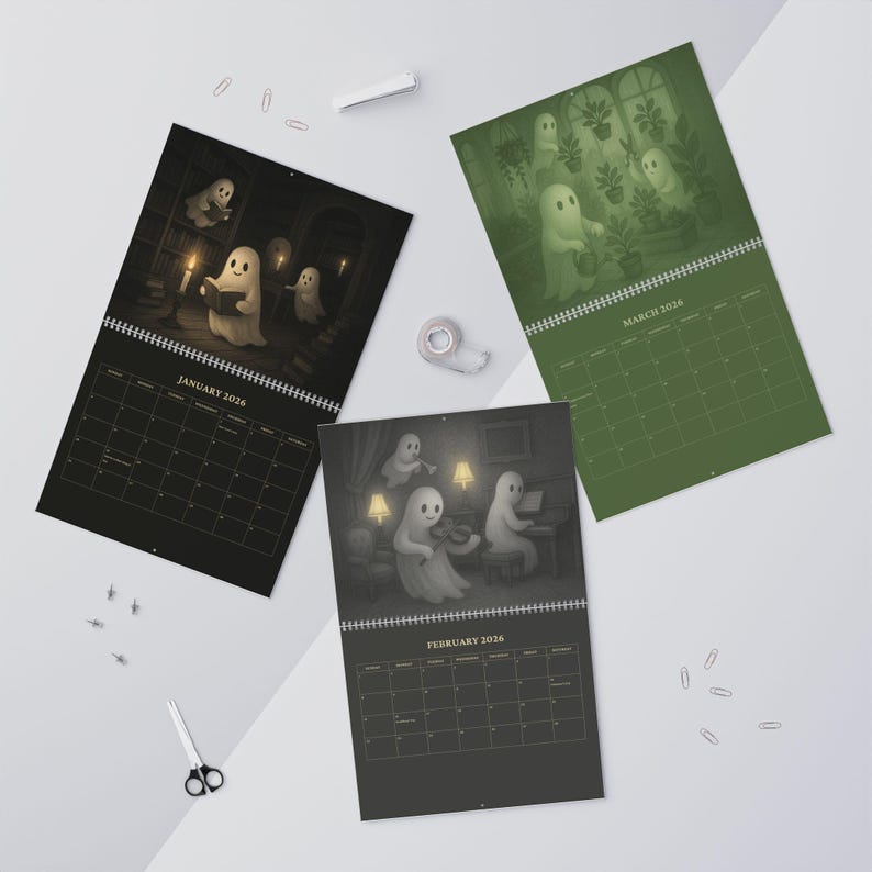 Ghost Illustration 2026 Wall Calendar, Seasonal Calendar, Monthly ...