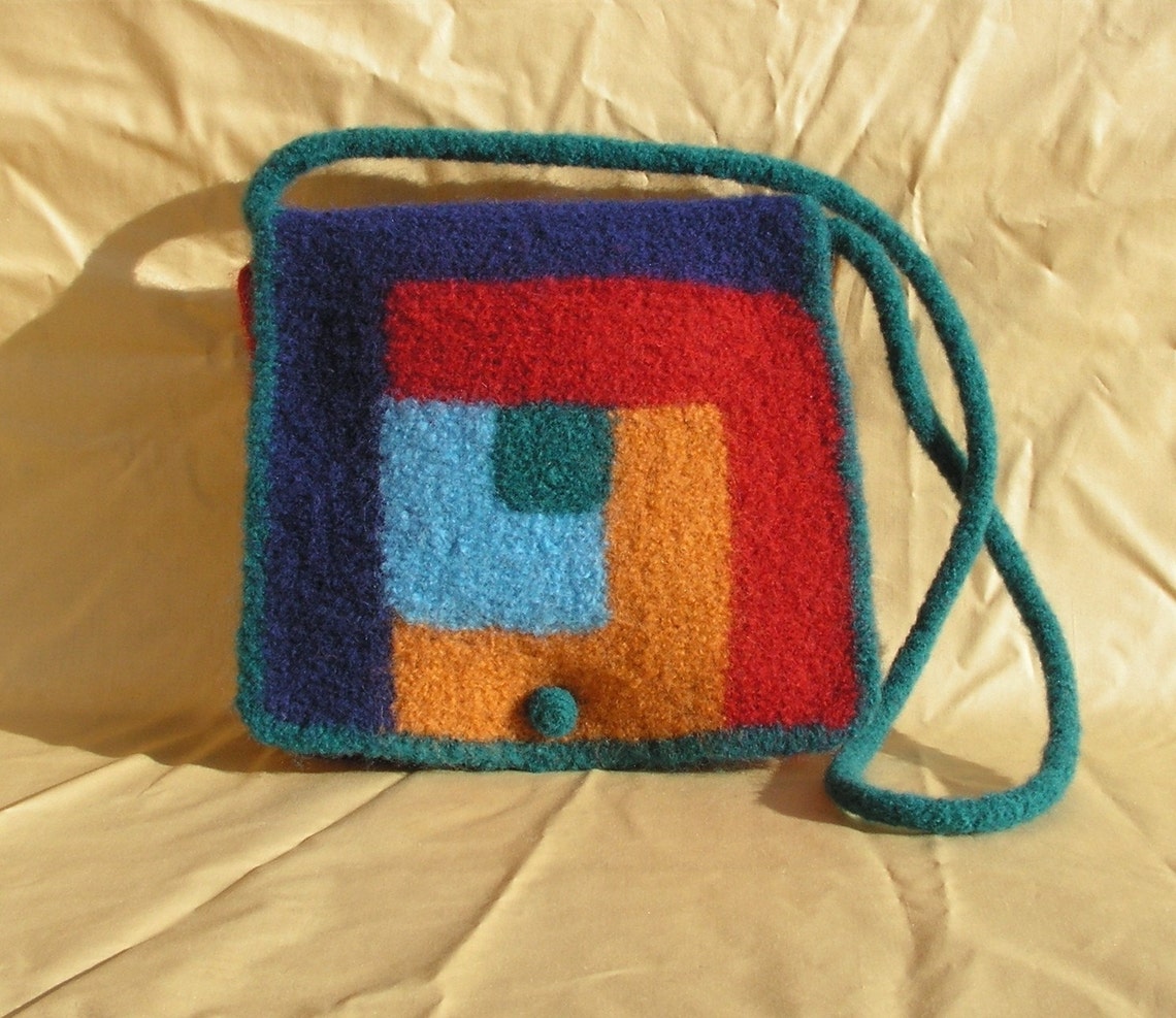 Knitting Pattern - Log Cabin Felted Purse - Messenger Style Bag - Etsy