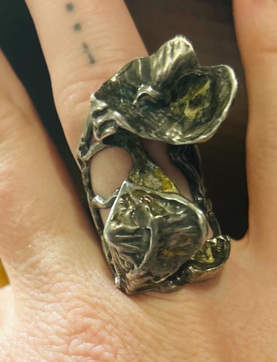 Handcrafted Organic Silver Ring Sculptural Freeform J… - Gem