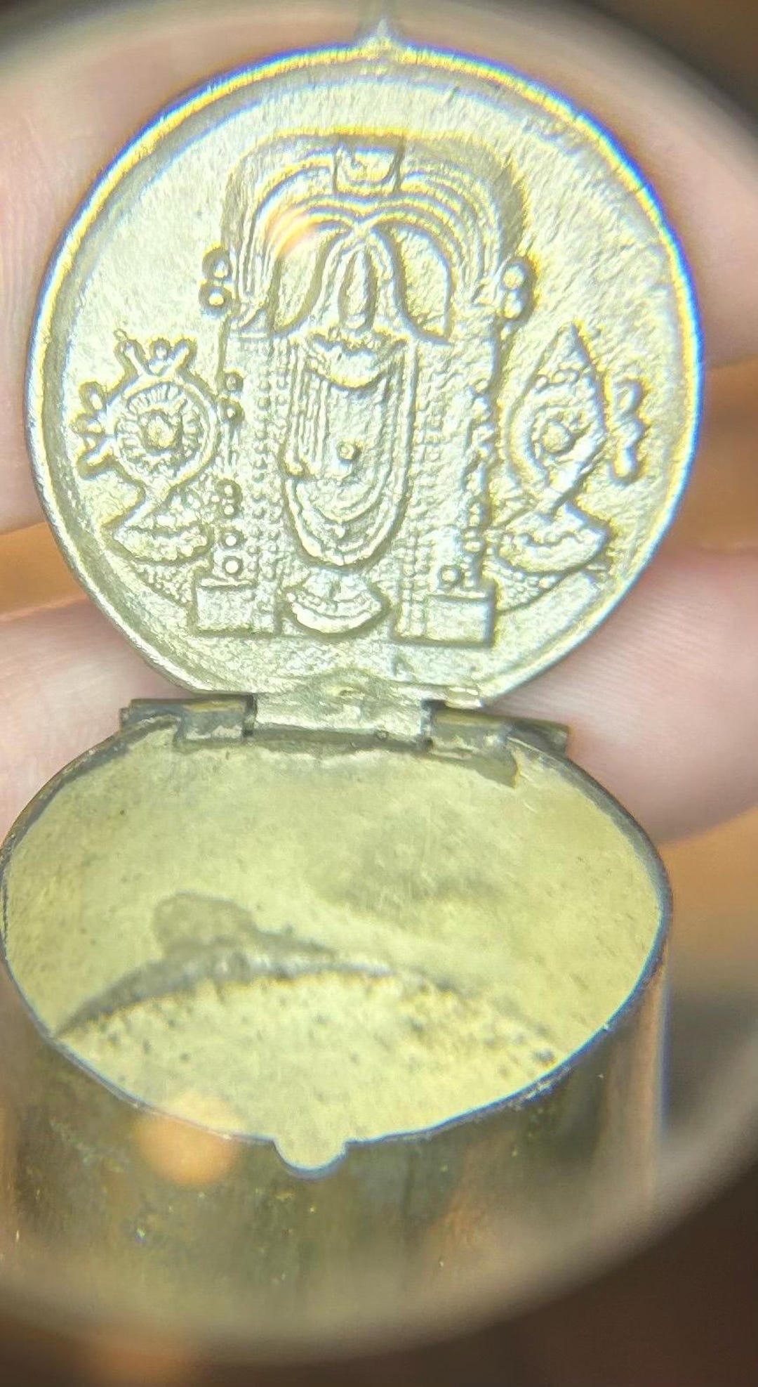 Antique Hindu Amulet Box | Vintage Brass Prayer Locket | Temple Vibhuti ...