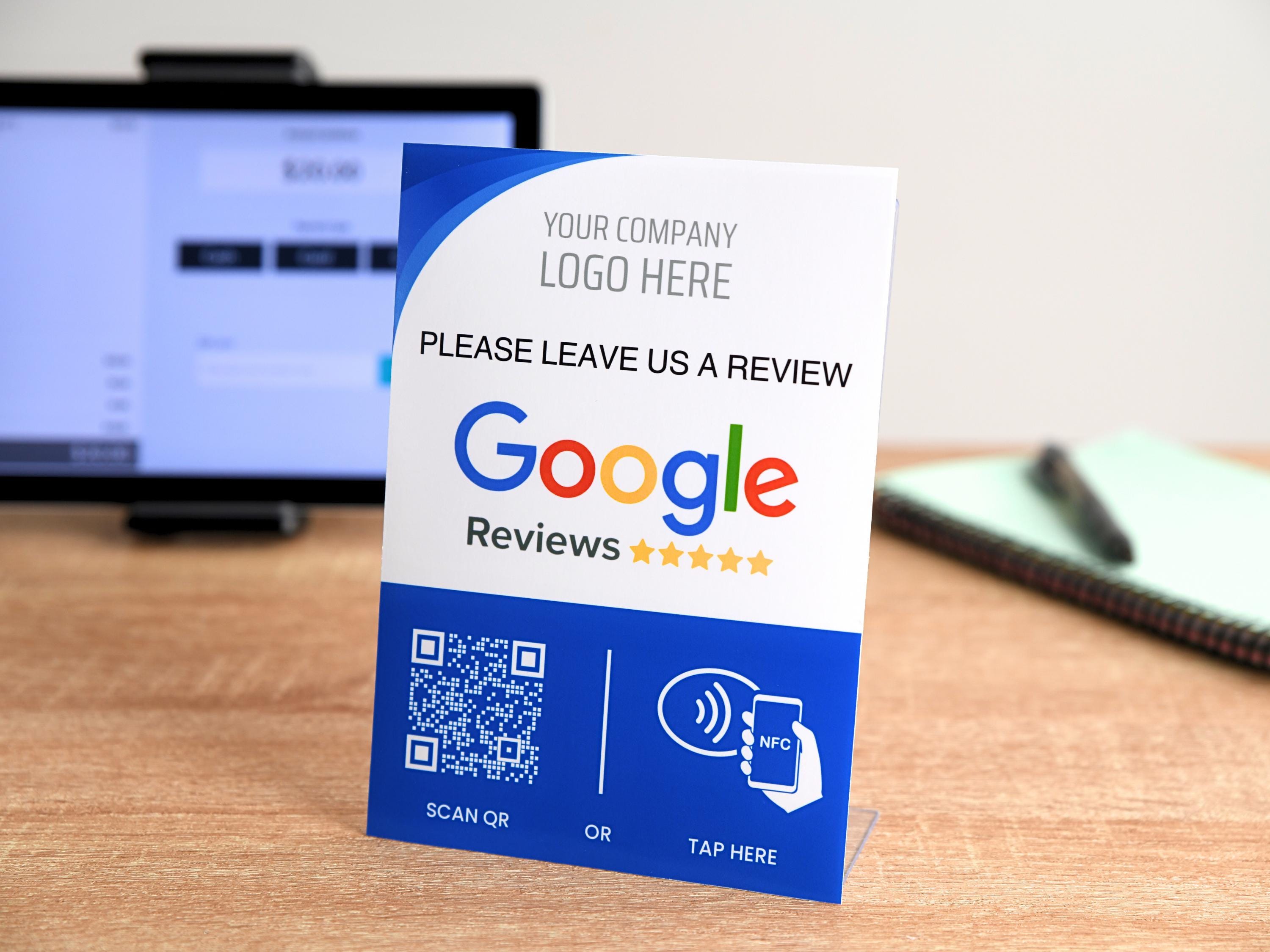 Custom Large Google Review Card for Business NFC Tap Review Card ...