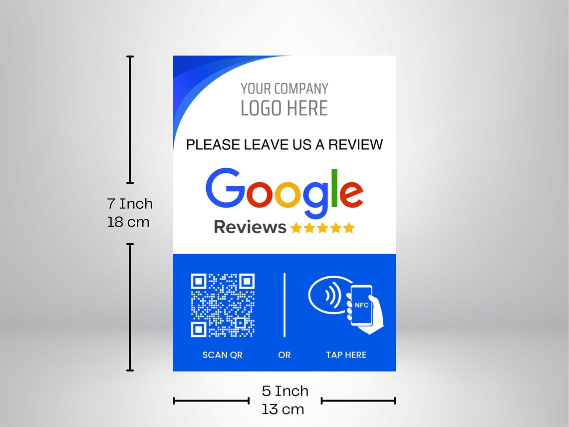 Custom Large Google Review Card for Business NFC Tap Review Card ...