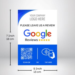 Custom Large Google Review Card for Business NFC Tap Review Card ...