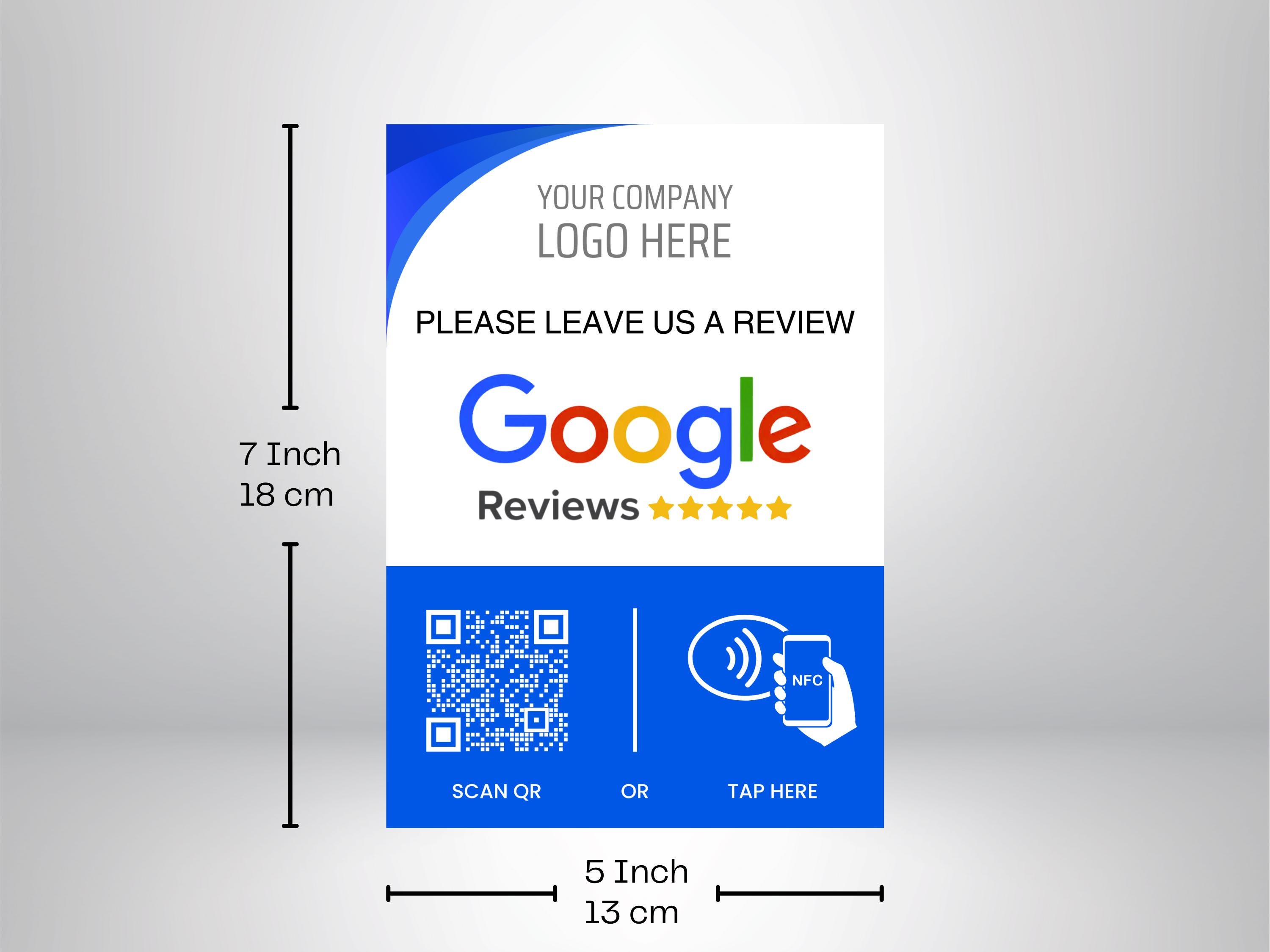 Custom Large Google Review Card for Business NFC Tap Review Card ...