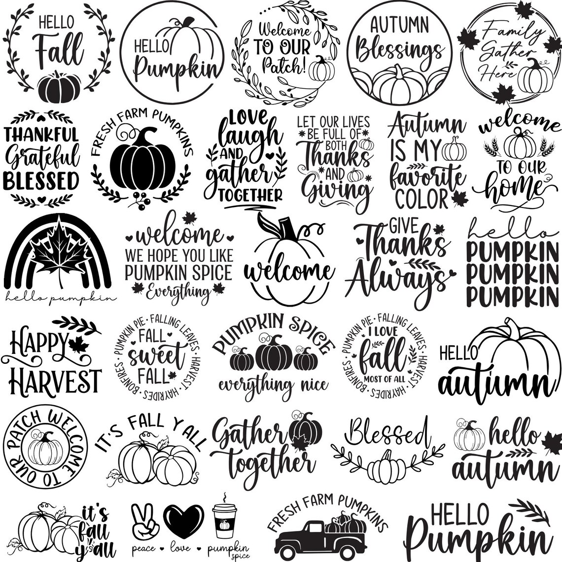 Fall Round Sign Svg Bundle, Welcome Sign Svg, Autumn Svg, Pumpkin ...