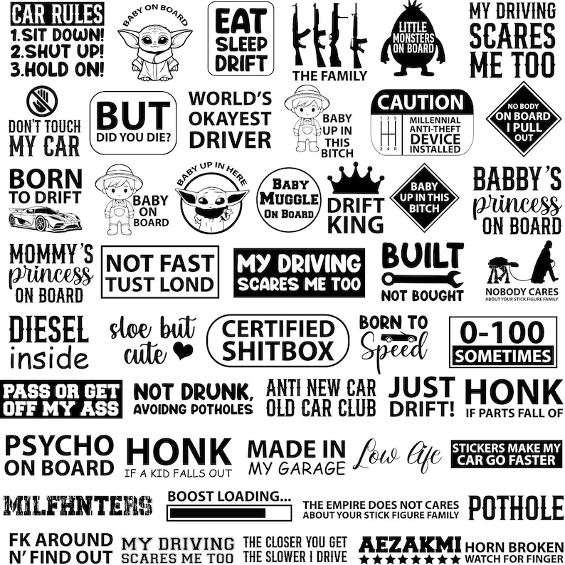 Funny Car Decal SVG Bundle: Sarcastic Car Quotes (digital Download - Etsy