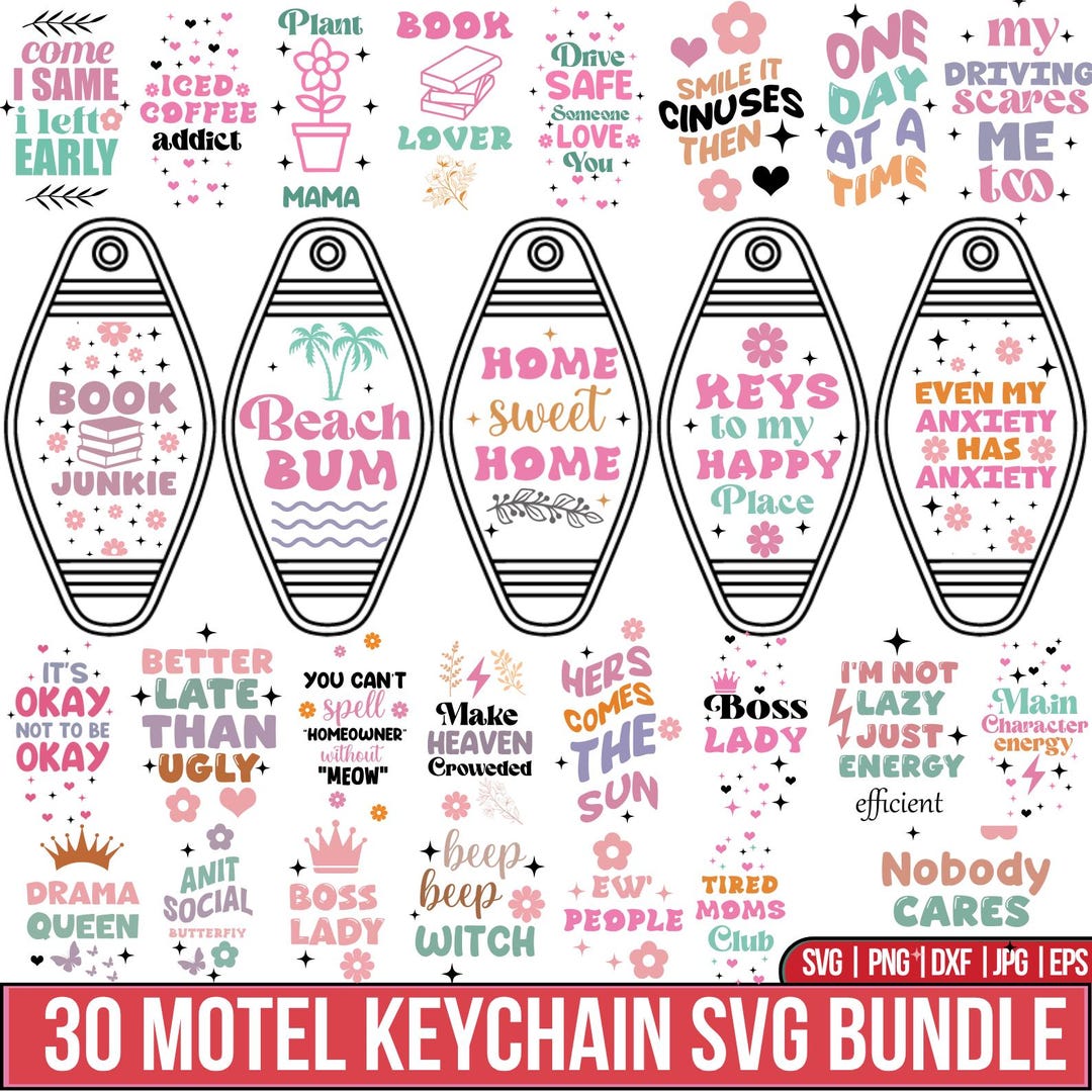 Motel Keychain SVG Bundle: Retro Key Tag Template for Cricut - Etsy