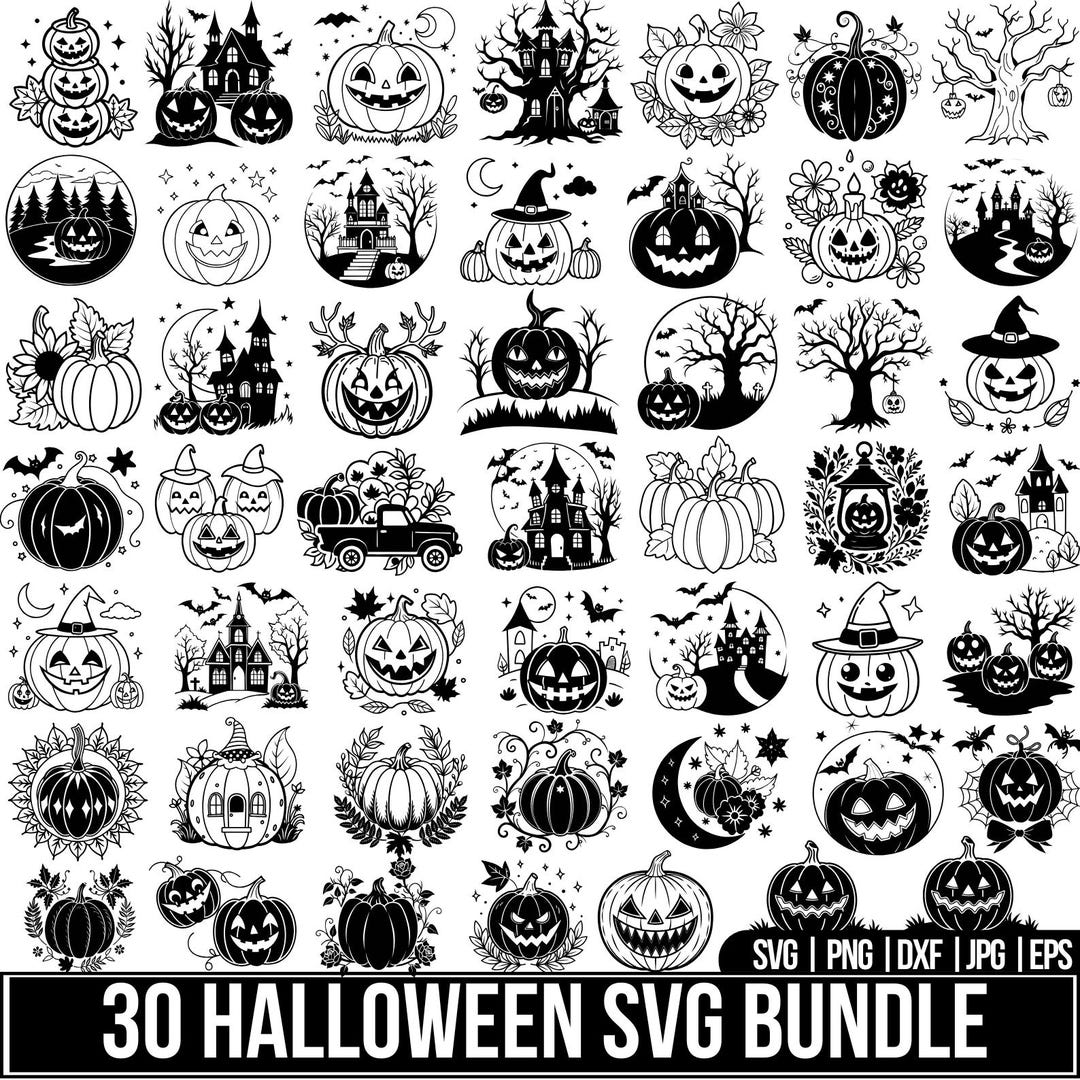 50 Halloween SVG Bundle, Spooky Pumpkin Svg, Haunted House Svg, Ghost ...