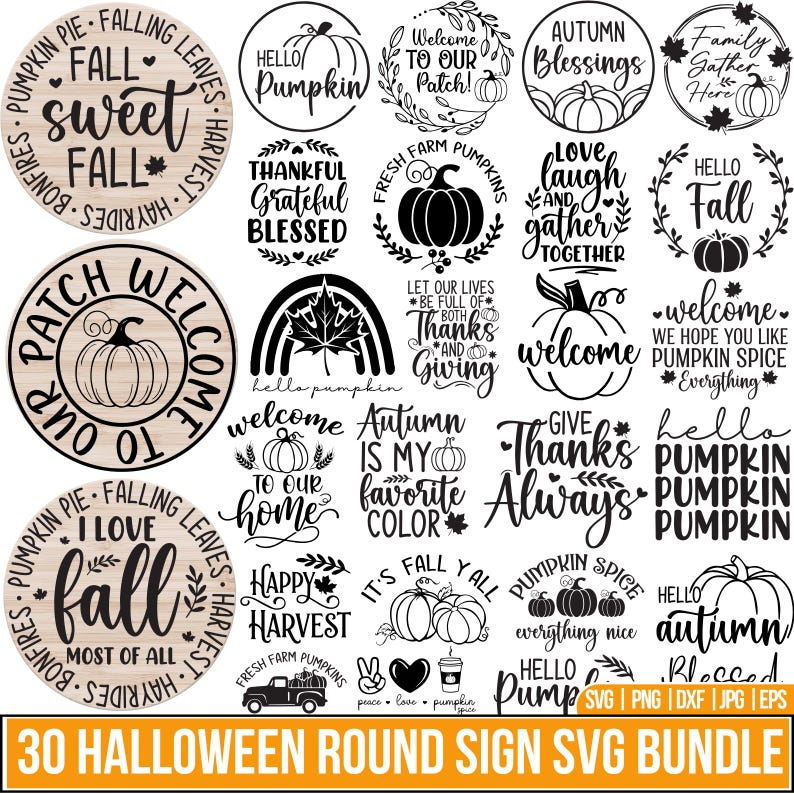 Fall Round Sign Svg Bundle, Welcome Sign Svg, Autumn Svg, Pumpkin ...