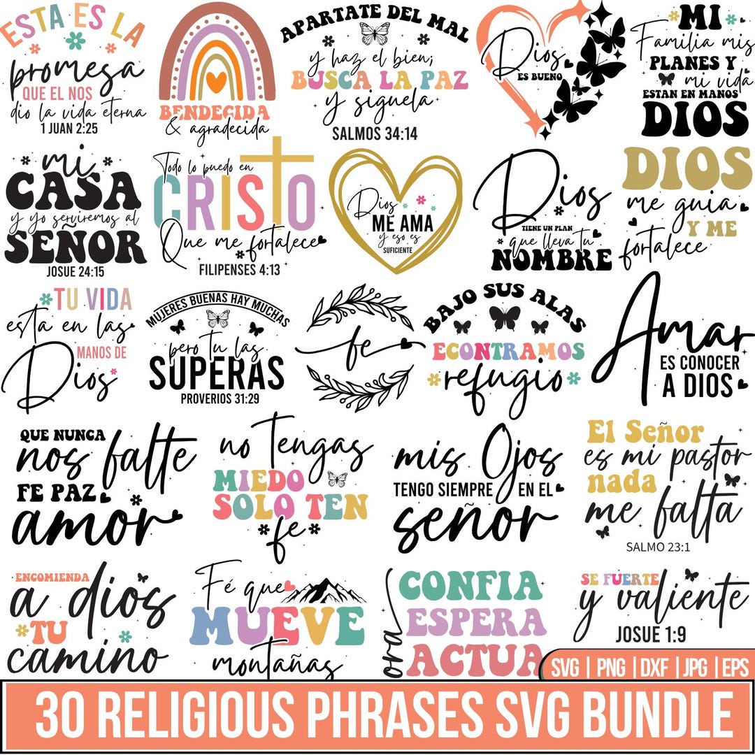 Religious Phrases SVG Bundle: Christian Quotes, Faith-based Cut Files ...