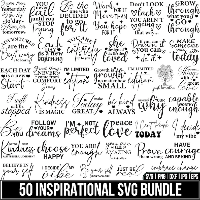 Motivational Quotes SVG Bundle: Positive Affirmations, Cricut ...