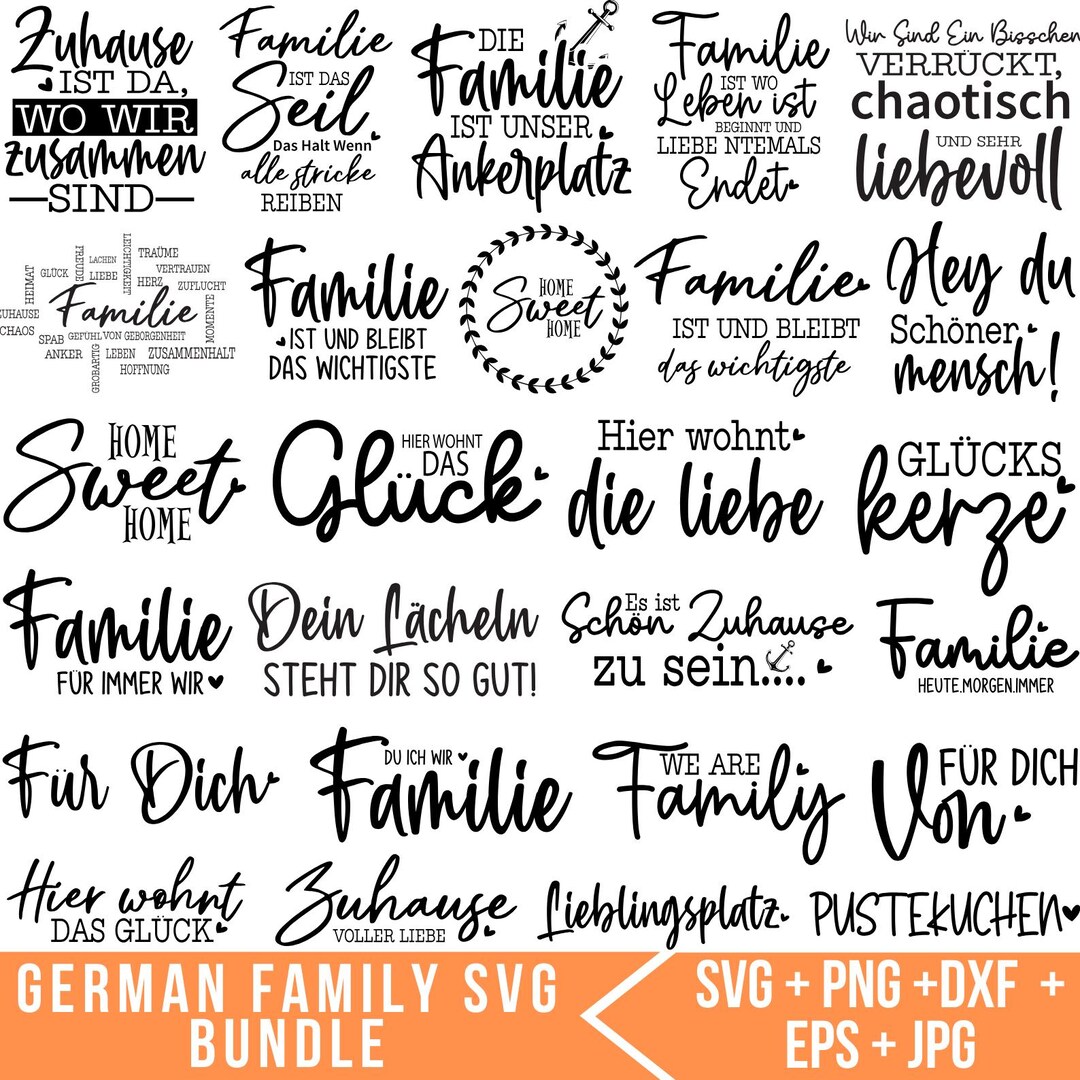 German Family Plotter File Svg Bundle, Family Svg, German Sayings Svg ...