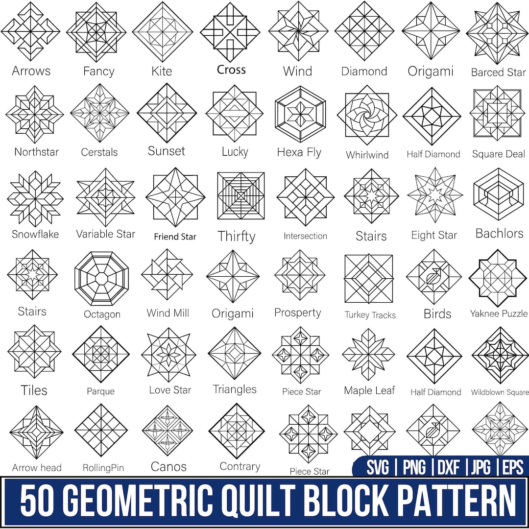 Geometric Quilt Block Patterns, Quilt Pattern Svg, Geometric Svg ...